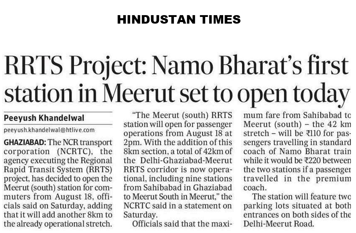 RRTS Project: Namo Bharat’s first station in Meerut set to open today ...