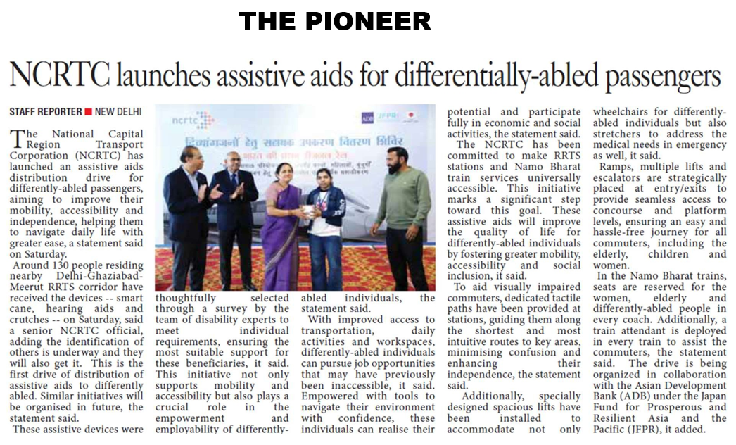 NCRTC launches assistive aids for differentially-abled passengers : THE ...